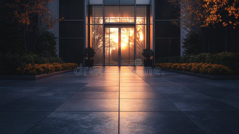 A Narrow, Extended Path with a Glass Door that Leads To a Courtyard ...