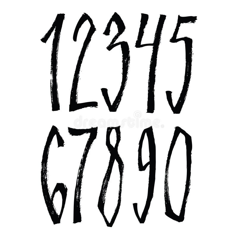 Narrow font Numbers stock vector. Illustration of lettering - 78987073