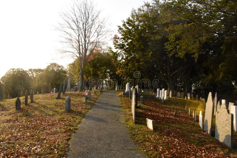 Narrow Foot Path in a Graveyard in the Fall Stock Image - Image of ...