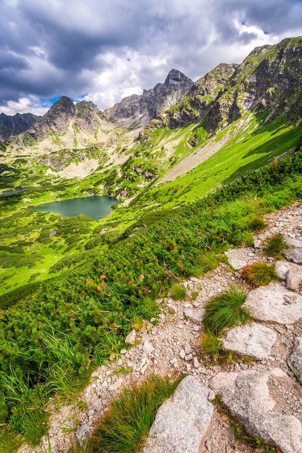 Narrow Mountains Trail Leading the Top Stock Photo - Image of rock ...