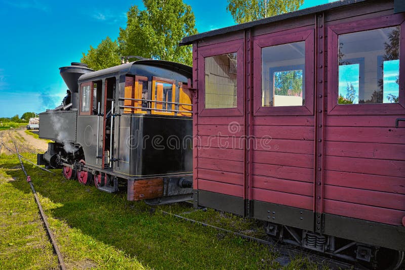 Narrow gauge steam train. editorial stock photo. Image of platform ...