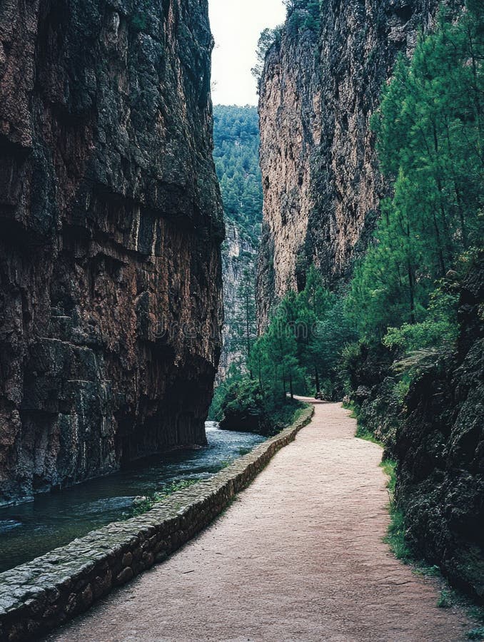 Narrow Gorge Walkway stock image. Image of rocky, generated - 362215791