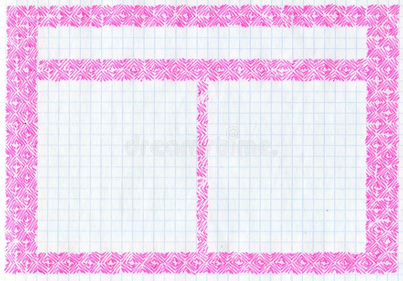 Narrow Horizontal Pink Background, Paper for a School Notebook, Hand ...