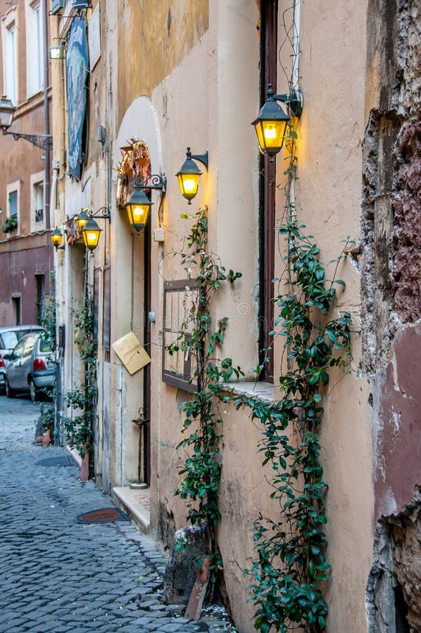 Narrow italian street editorial image. Image of urban - 80395775