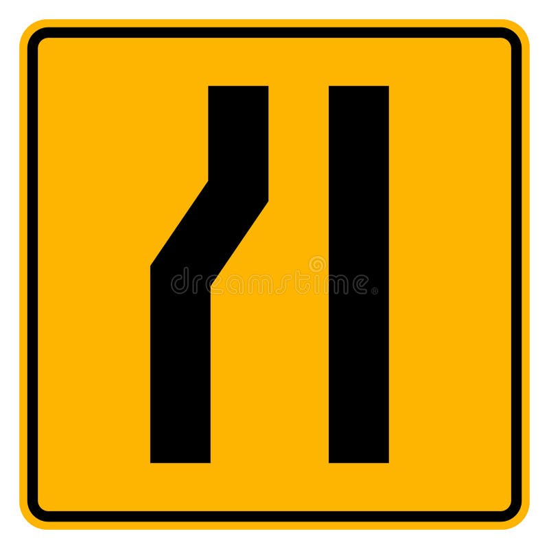 Narrow Left Traffic Road Sign,Vector Illustration, Isolate on White ...
