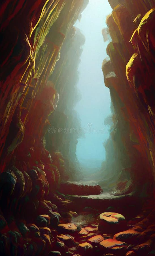 Narrow Mountain Pass - Digital Art Stock Illustration - Illustration of ... Narrow Mountain Pass - Digital Art Stock Illustration - Illustration of ...