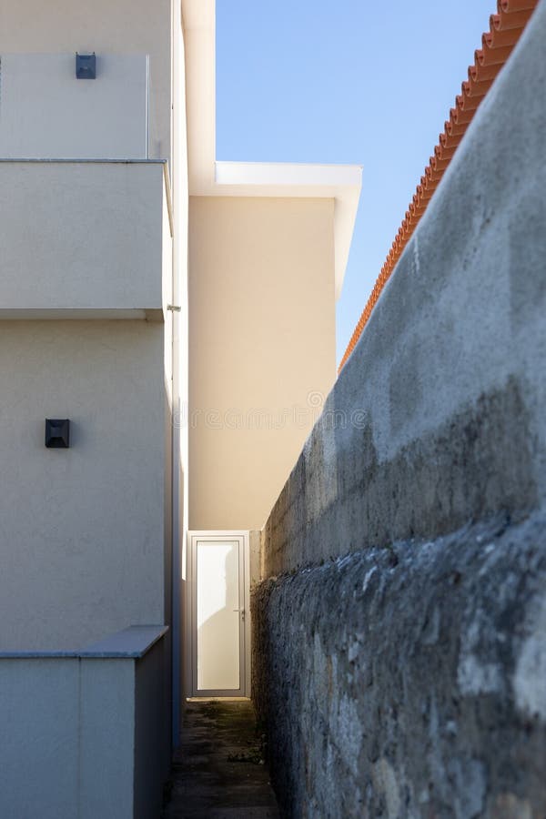 Narrow Mystical of Architectural Perspective of a Small White Door ...