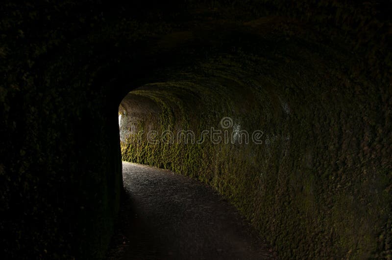 Narrow Passage in the Dim Light Stock Photo - Image of path, wall ...