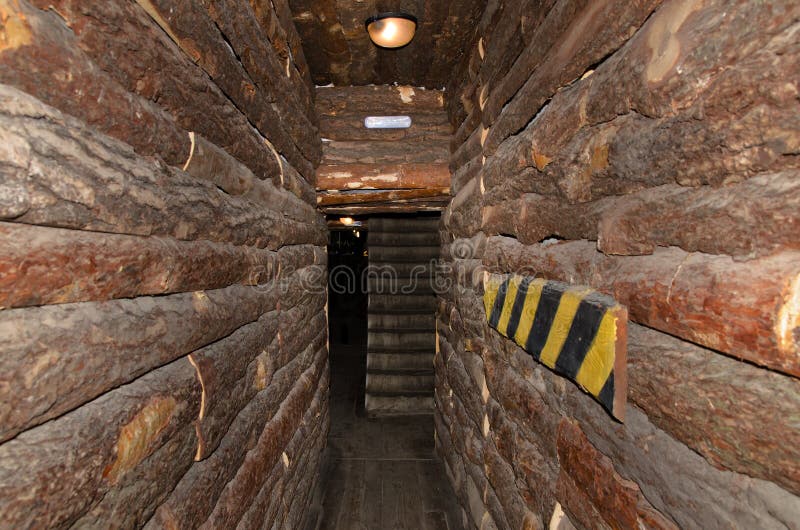 Narrow Passage in a Log Building Stock Image - Image of architecture ...