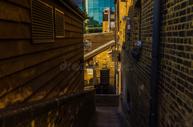 The Narrow Passage in the Middle of the City Stock Image - Image of ...