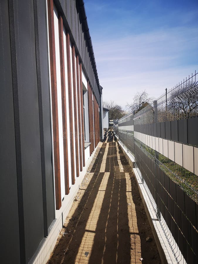 Narrow Passage Near a Private Building Stock Image - Image of exterior ...