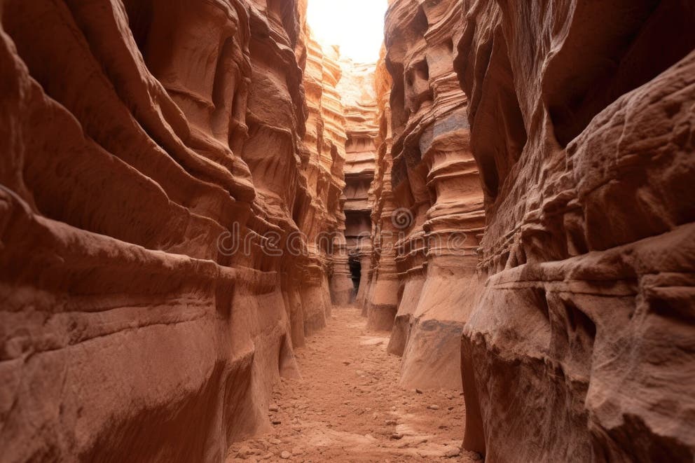 A Narrow Passageway in a Sandstone Underground Labyrinth Stock Image ...