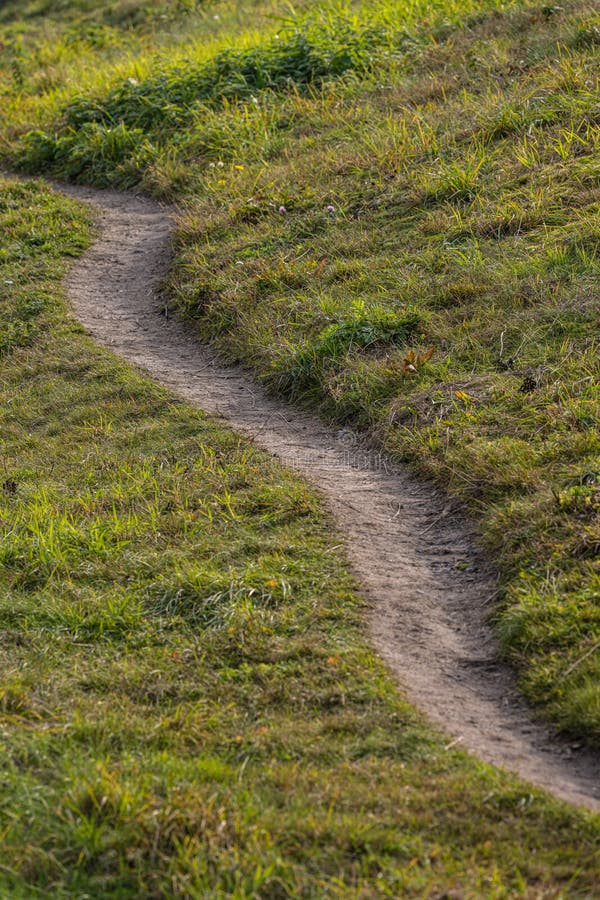 Narrow Path Down a Grass Slope.. Stock Photo - Image of countryside ...