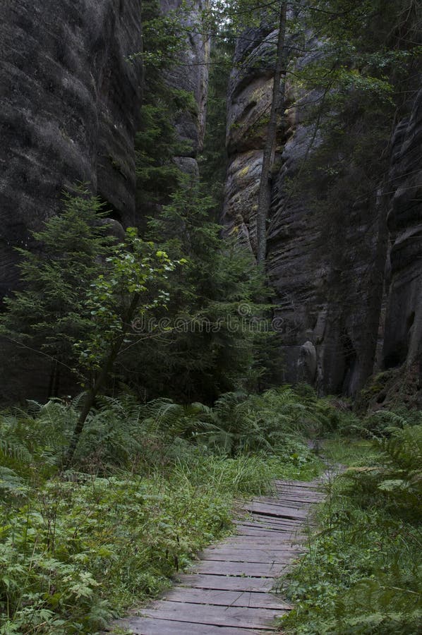 The Narrow Path among High Rocks Stock Photo - Image of gate, mountain ...