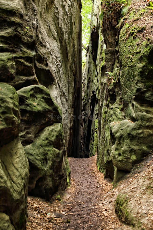Narrow Path between High Rocks Stock Photo - Image of dark, rock: 95814012