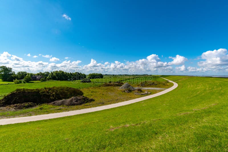 Narrow Path Leading through a Green Rural Field Under a Bright Blue Sky ...