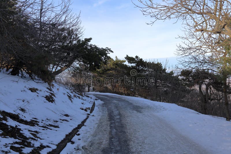 Snowy Path in the Mountains Stock Image - Image of season, nature ...