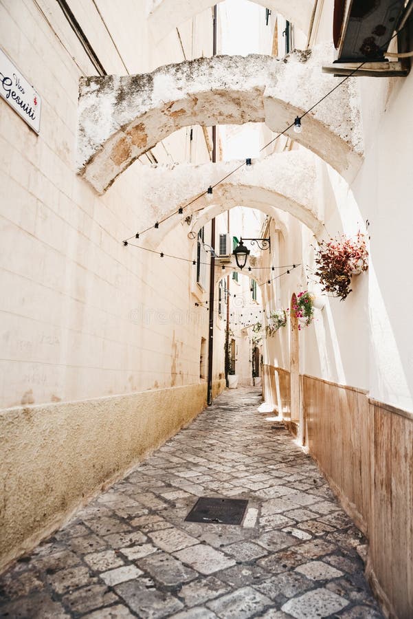 Narrow Pathway between Old Brick Buildings in Italy Stock Photo - Image ...