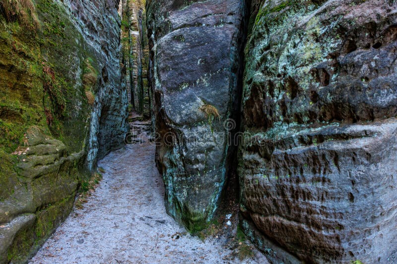 Narrow Pathway through the Rocks of Bear Gulch Trail Stock Photo ...