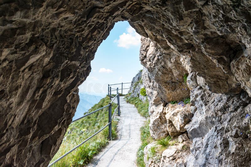 Narrow Pathway on the Wendelstein Mountain Under the Sunlight in ...