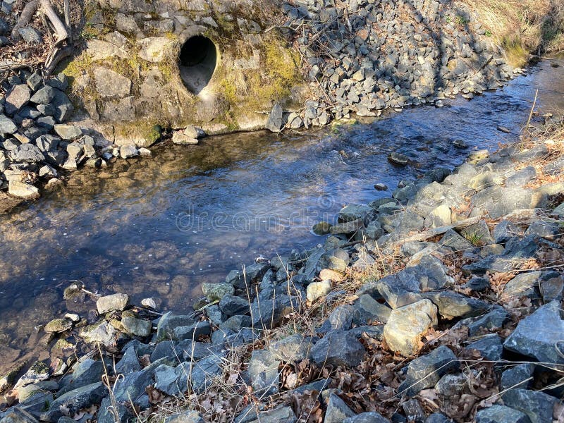 Narrow River with Small Stones on Both Sides Stock Image - Image of ...