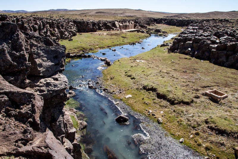 A Narrow River in the Steppe Stock Image - Image of american, west ...