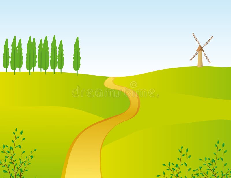 The narrow road stock vector. Illustration of mill, element - 13781753