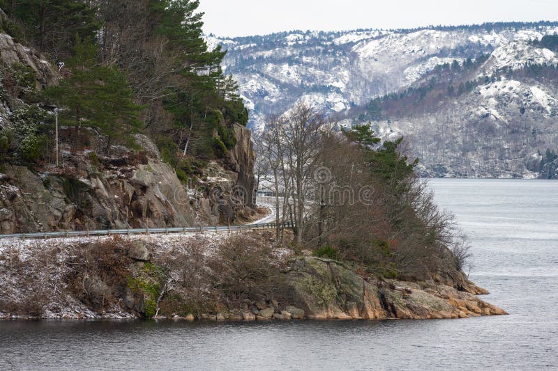 Narrow Road Carved Out of a Steep Cliffside.. Stock Image - Image of ...
