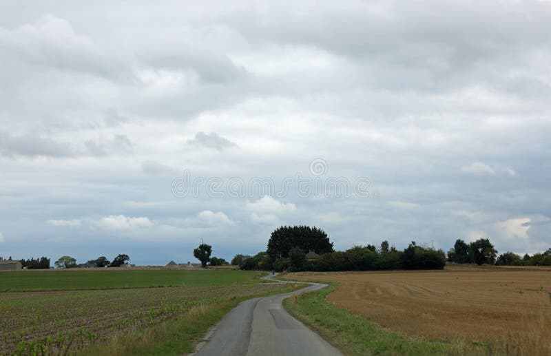 Narrow Road in the Middle of the Plain in the Countryside Stock Photo ...
