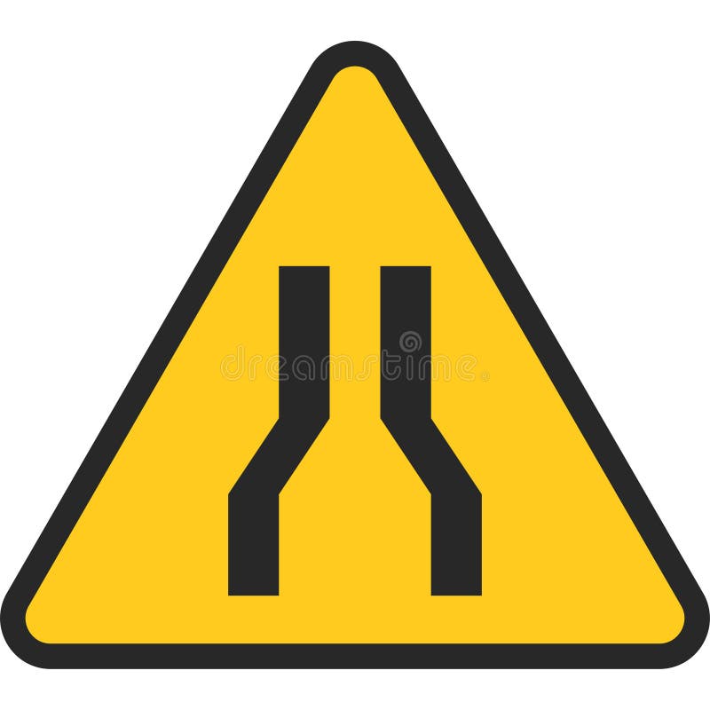 Narrow Road Sign Icon, Traffic Sign Vector Illustration Stock Vector ...