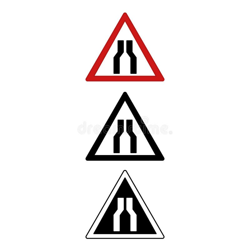 Narrow Road Signs. stock vector. Illustration of highway - 332598237