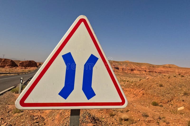 Narrow Road Warning Sign stock photo. Image of narrows - 339288914