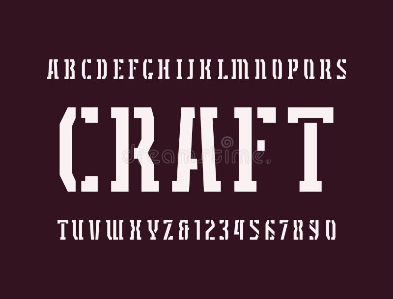 Narrow Stencil-plate Serif Font in Military Style Stock Vector ... Narrow Stencil-plate Serif Font in Military Style Stock Vector ...