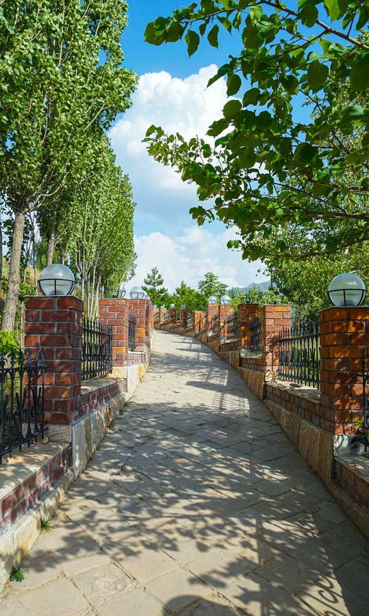 A Narrow Stone Path in the Garden Stock Photo - Image of nature, garden ...