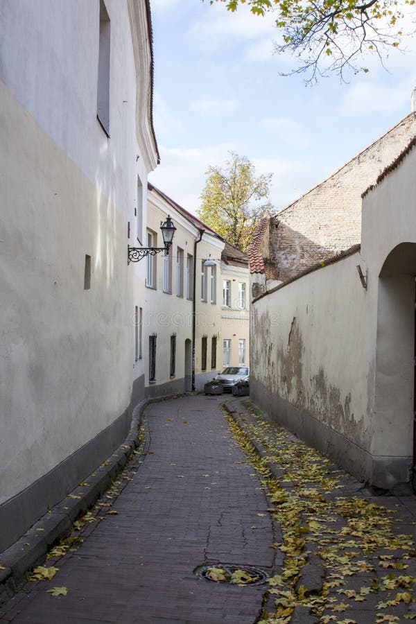 Narrow Street in the Old Town of Vilnius. Lithuania Stock Image - Image ...