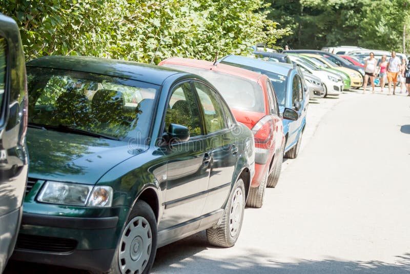 Narrow Street Problems with Parking Traffic Jam Stock Photo - Image of ...