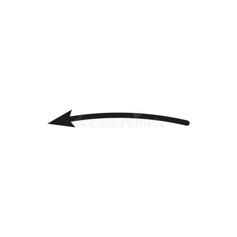 Narrow Thin Geometric Arrow Curved Shape. Curved Black Arrow with a ...