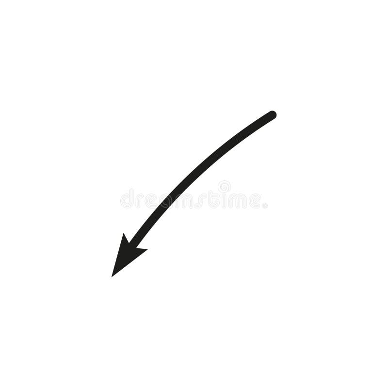 Narrow Thin Geometric Arrow Curved Shape. a Simple Curved Arrow Design ...