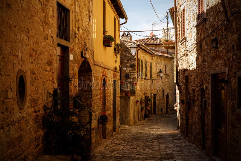 Narrow Traditional Streets of Italian Town. Stock Photo - Image of ...