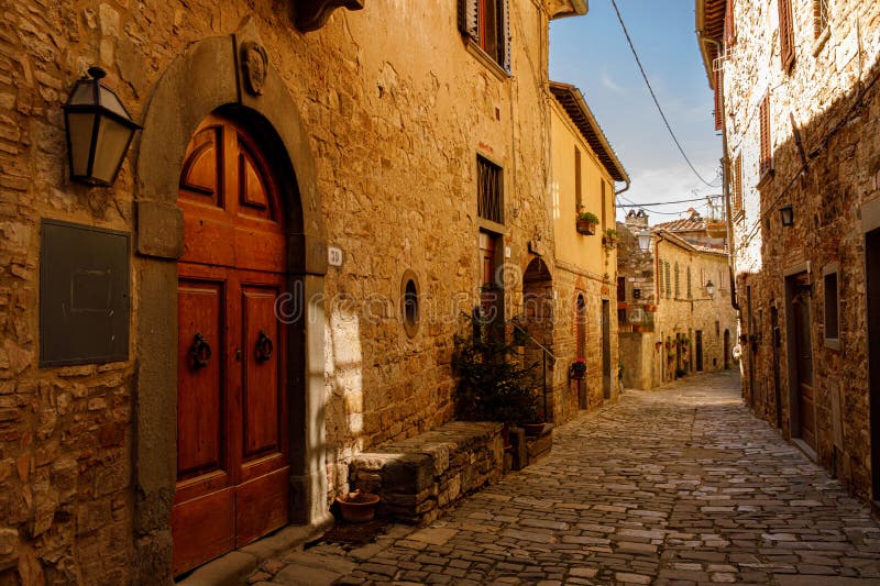 Narrow Traditional Streets of Italian Town. Stock Photo - Image of ...