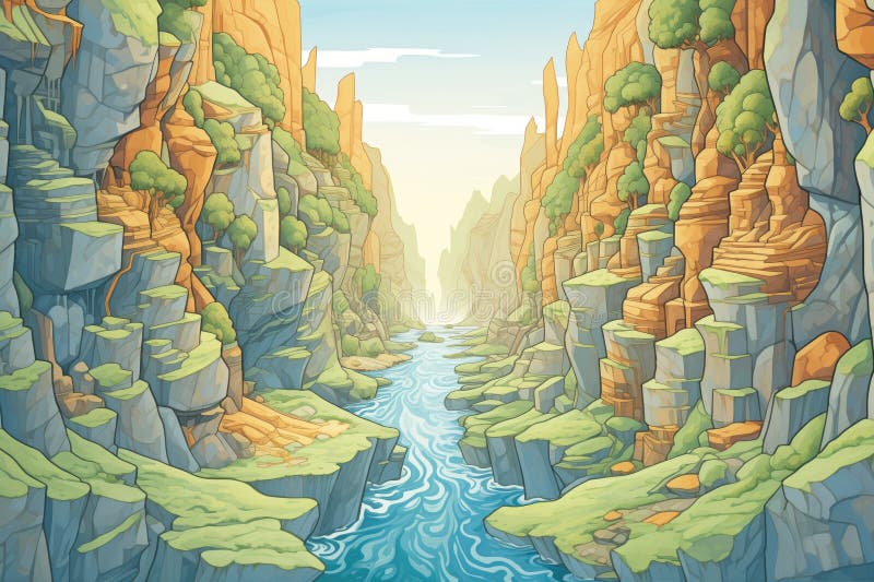 A Narrow Valley Carved by a River between Two Mountain Ridges Stock ...