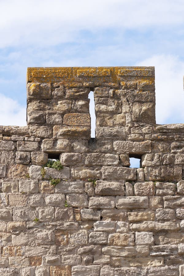 A Narrow Viewing Hole in the Stone Wall of the Fortress Stock Image ...