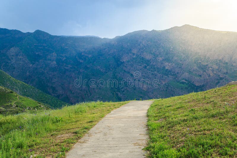 Narrow Walking Path in the Mountains Leading into the Clouds Stock ...