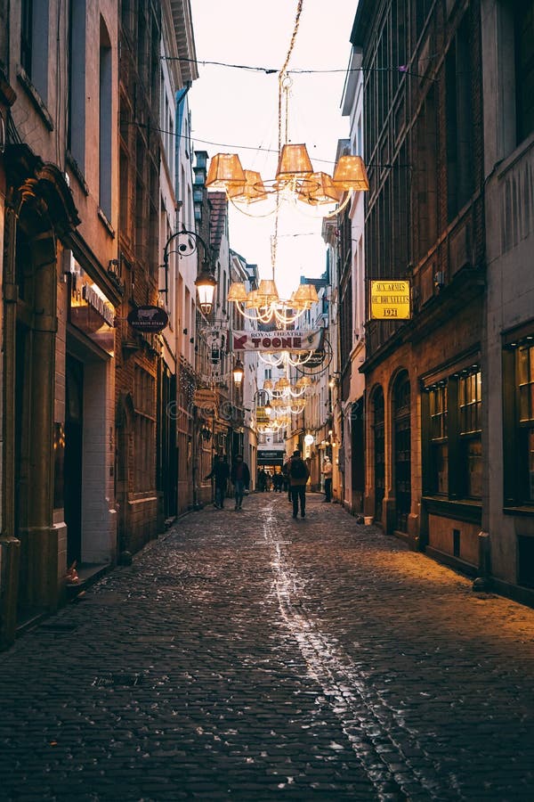Narrow Walking Street in the City of Brussels Editorial Image - Image ...