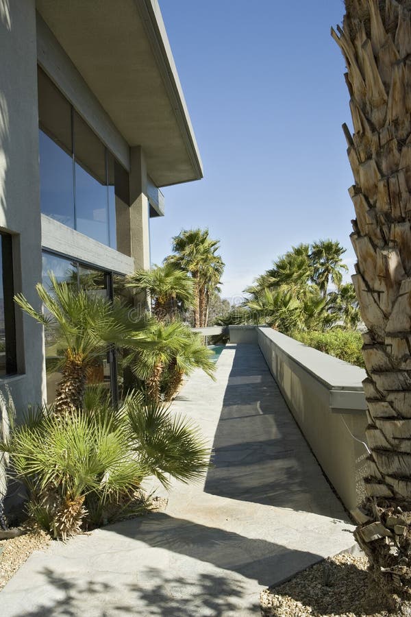 Narrow Walkway on House Terrace Stock Photo - Image of pathway, wall ...