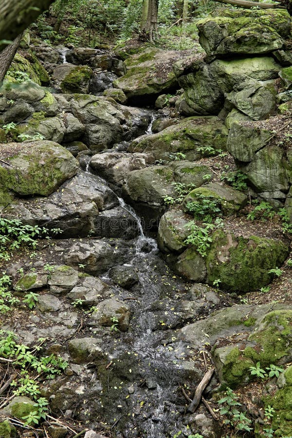 Narrow waterfall stock image. Image of lagoon, mist, forest - 20152613