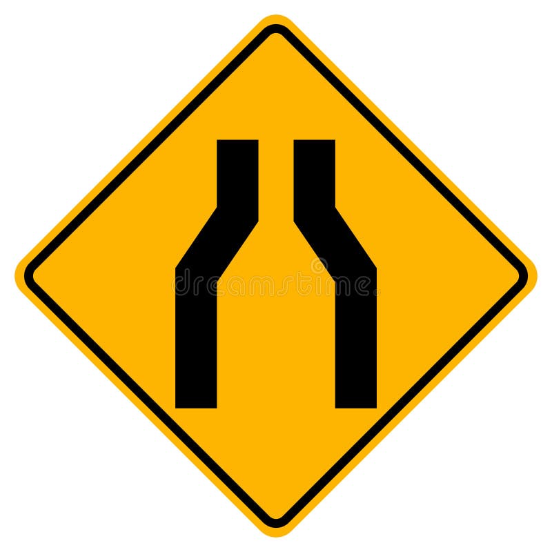 Narrow Left Traffic Road Sign,Vector Illustration, Isolate on White ...