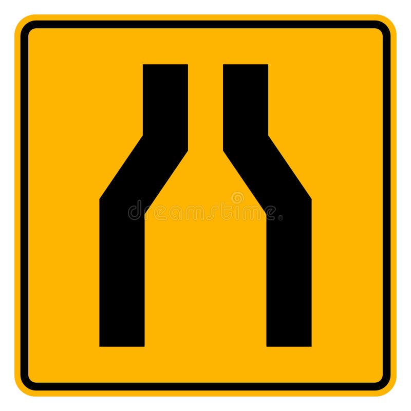 Narrowing Traffic Road Sign,Vector Illustration, Isolate on White ...