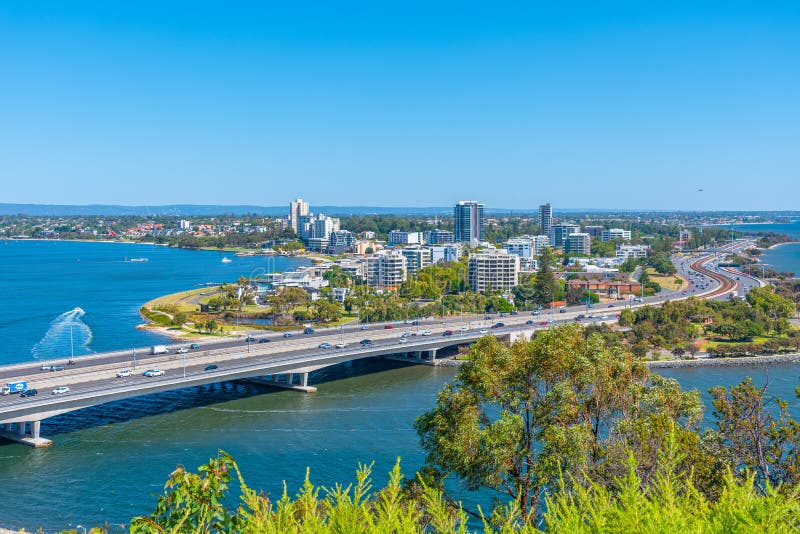 Narrows Bridge Leading To South Perth in Australia Stock Image - Image ...