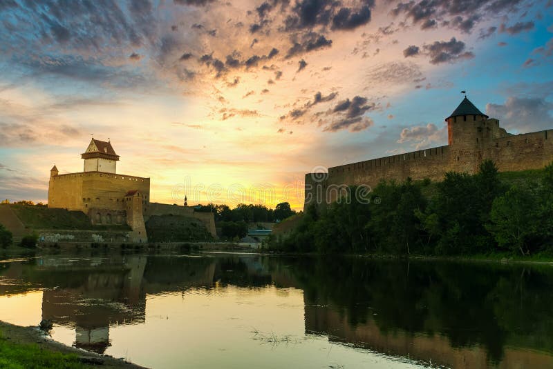 Narva and Ivangorod Fortresses Stock Photo - Image of fortresses ...